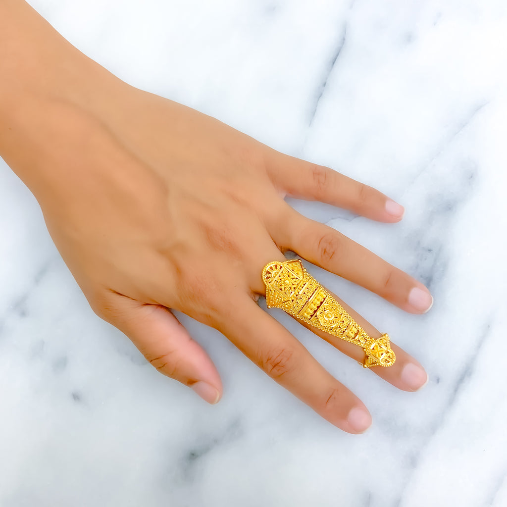 Extravagant Traditional 22k Gold Overall Finger Ring – Andaaz Jewelers