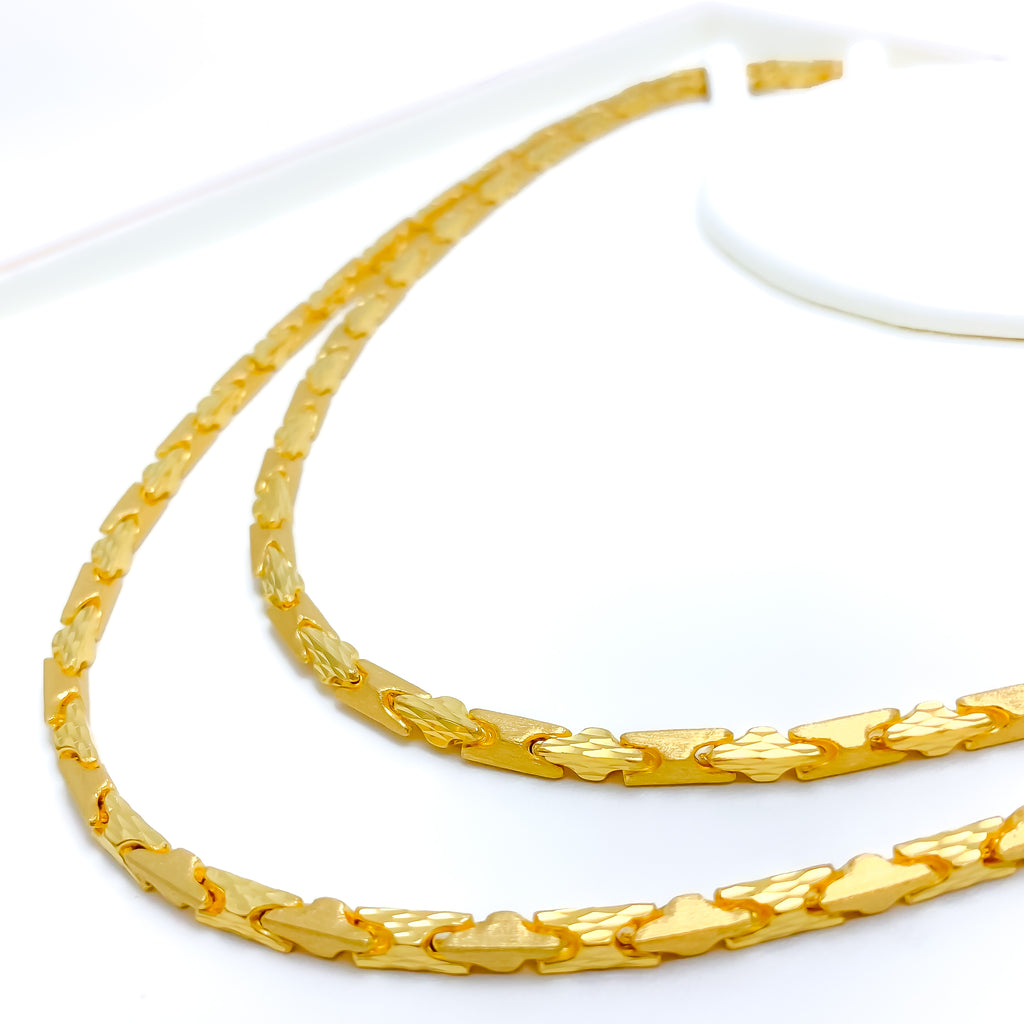 Reflective Dual Finish 22k Gold Italian Block Chain - 22" – Andaaz Jewelers