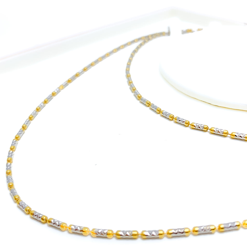 Sophisticated Barrel 22K Two-Tone Gold Chain - 20" – Andaaz Jewelers