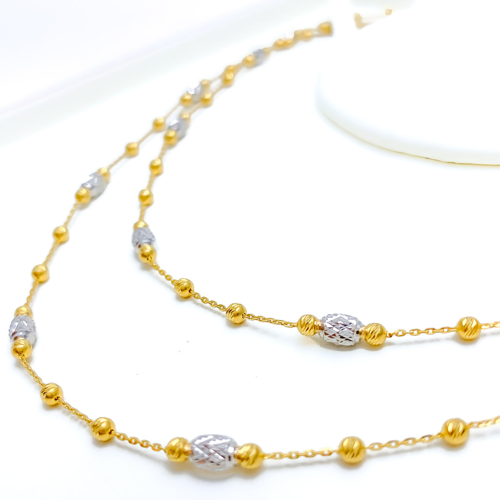 Reflective Barrel 22K Two-Tone Gold Chain - 20" – Andaaz Jewelers
