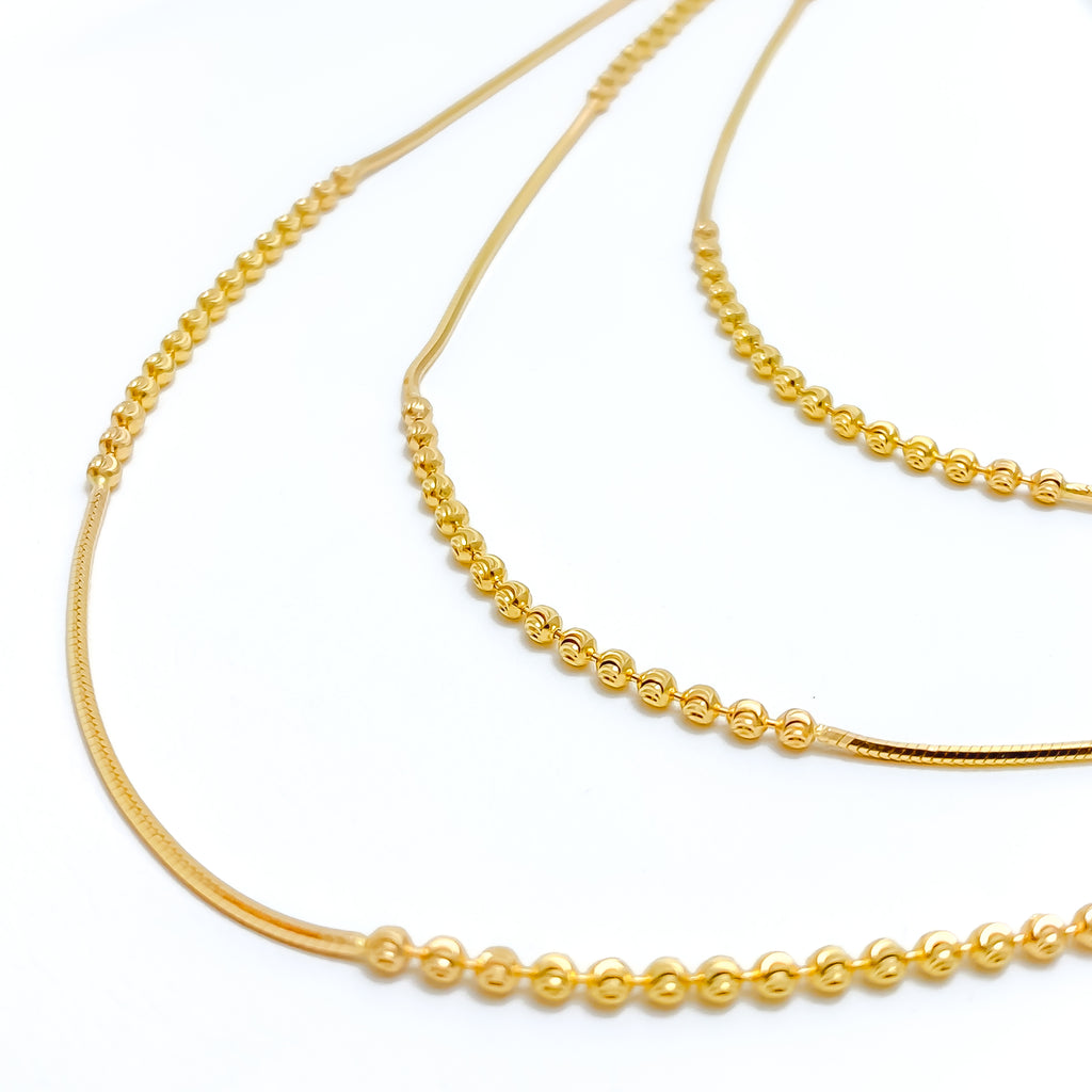 Eclectic Sleek Lined 22k Gold Bead Chain - 20" – Andaaz Jewelers