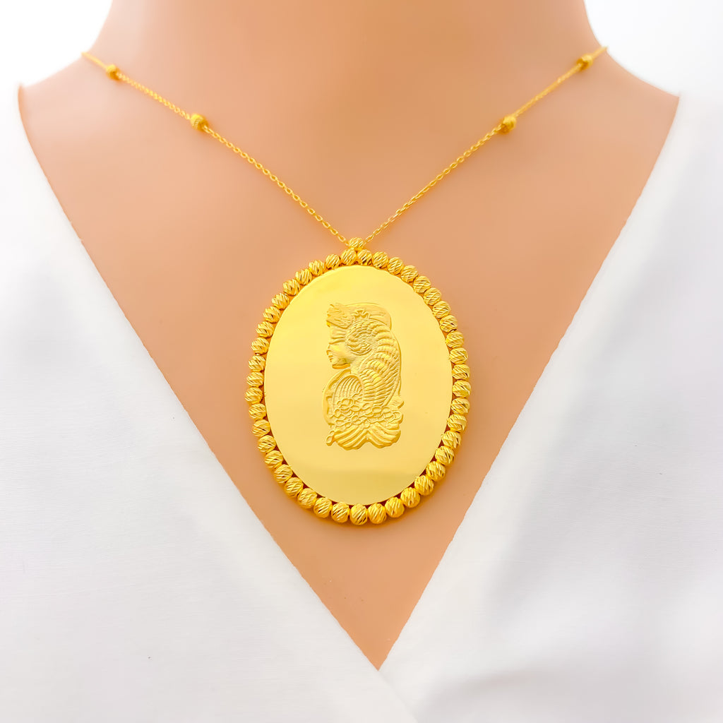 Bright Bold Oval 21k Gold Coin Necklace – Andaaz Jewelers
