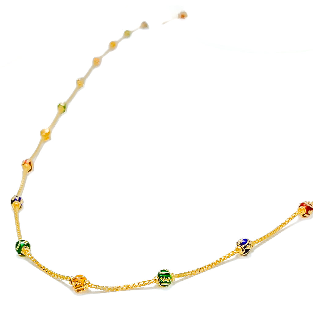 Impressive Vibrant 22k Gold Long Meena Orb Chain - 26" – Andaaz Jewelers