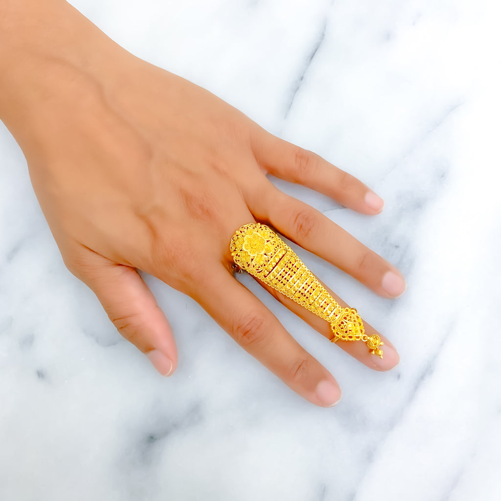 Detailed Timeless 22k Overall Gold Finger Ring – Andaaz Jewelers