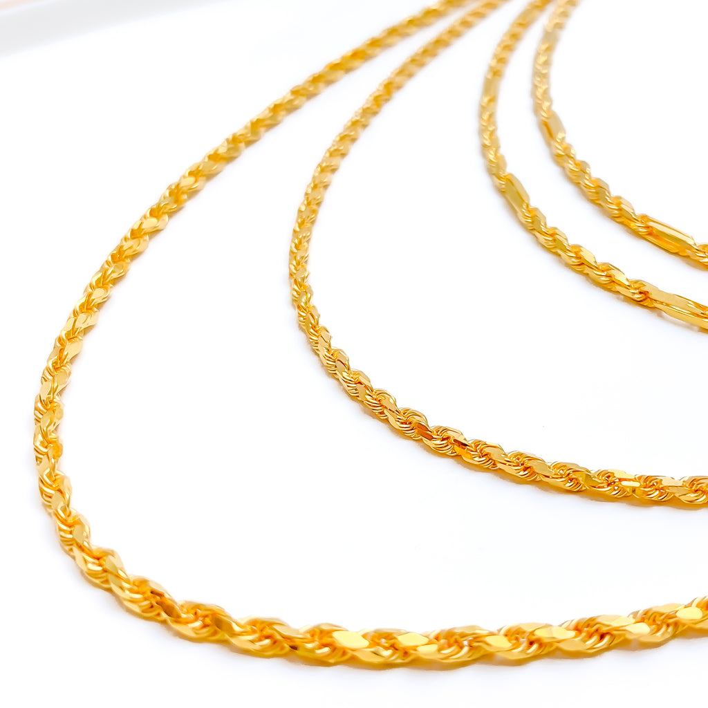Medium Bold Reflective 22K Gold Rope Chain - 22" – Andaaz Jewelers