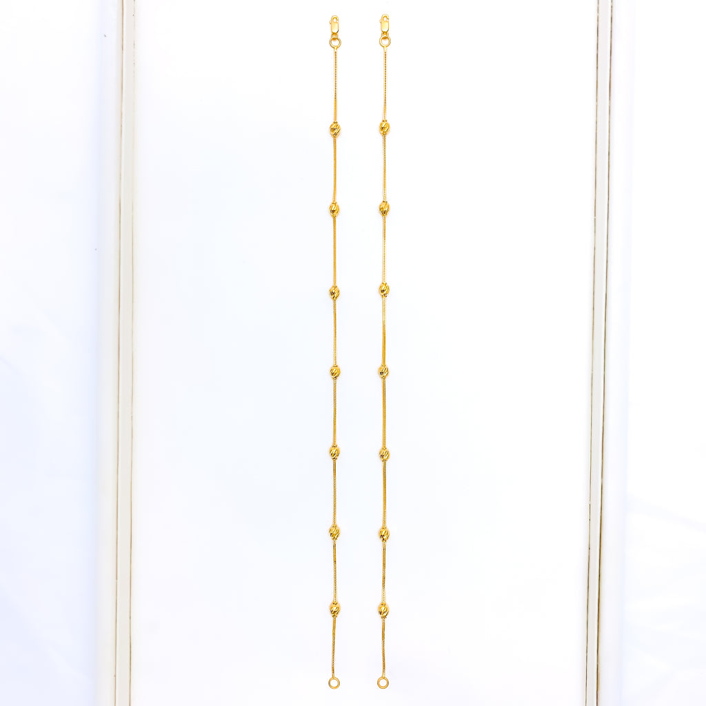 Reflective Evergreen 21K Gold Orb Anklet Pair – Andaaz Jewelers