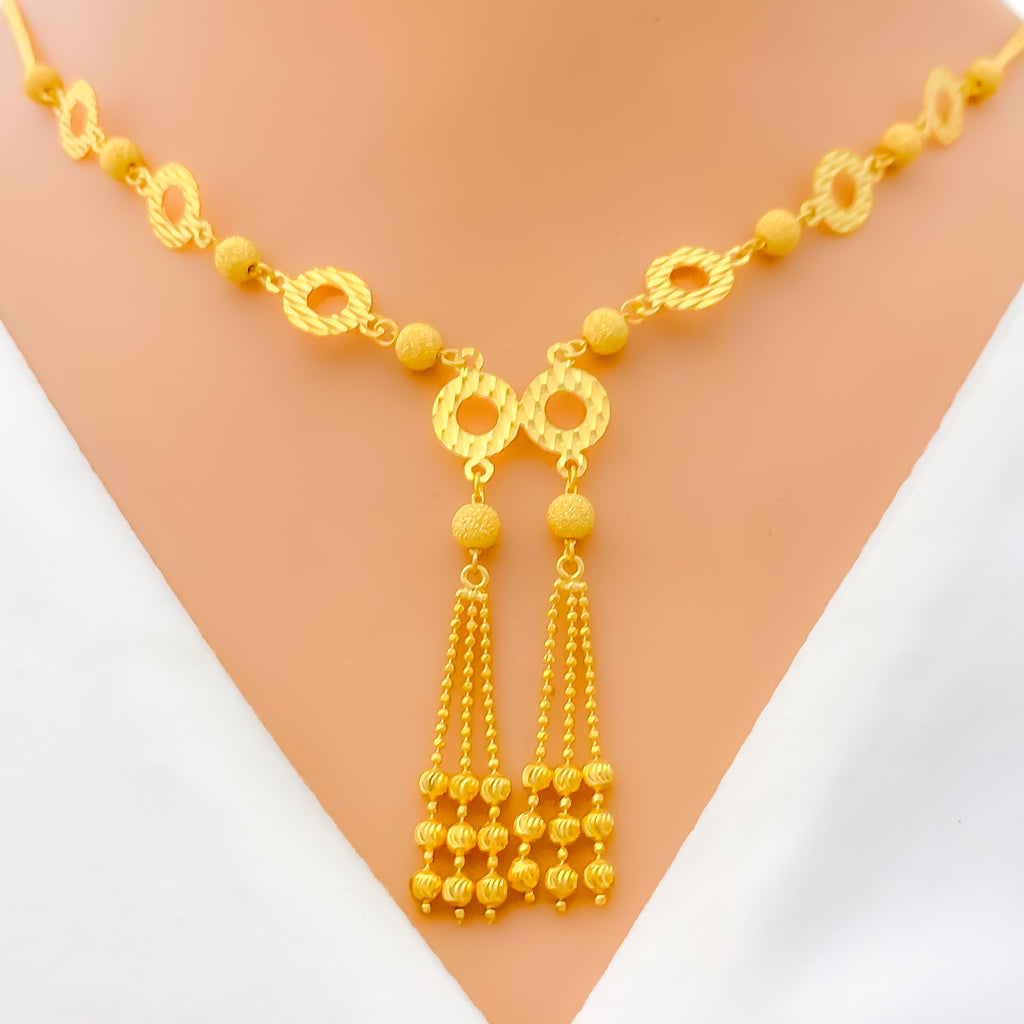 Alternating Dangling Circle 22K Gold Necklace Set – Andaaz Jewelers