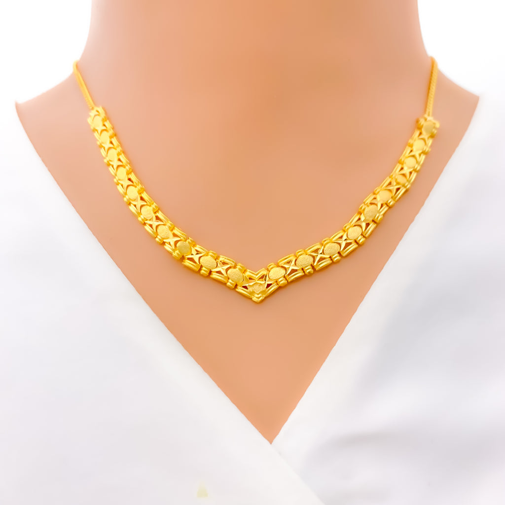 Unique Block Pattern 22K Gold Necklace Set – Andaaz Jewelers