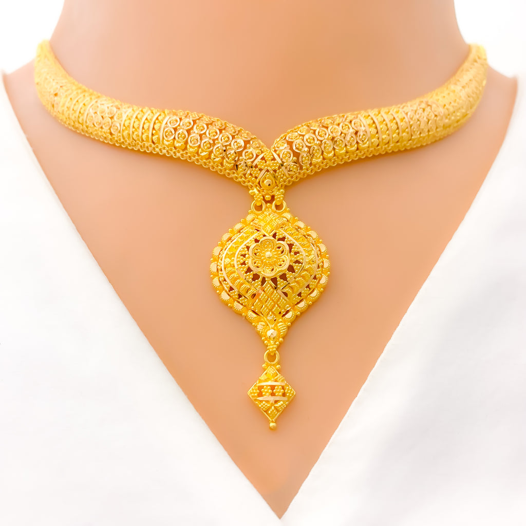 Stunning Palatial 22k Gold Necklace Set – Andaaz Jewelers