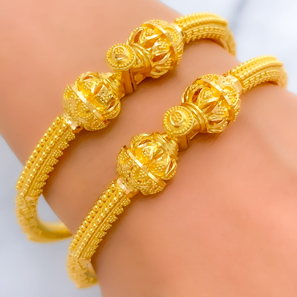 Decorative Flower Accented Pipe Bangles – Andaaz Jewelers