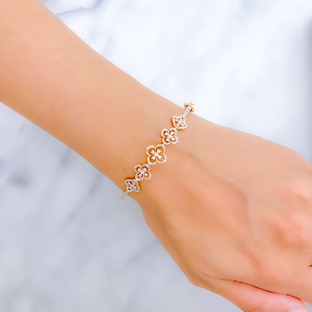 Magnificent Floral Diamond + 18k Gold Bangle Bracelet – Andaaz Jewelers