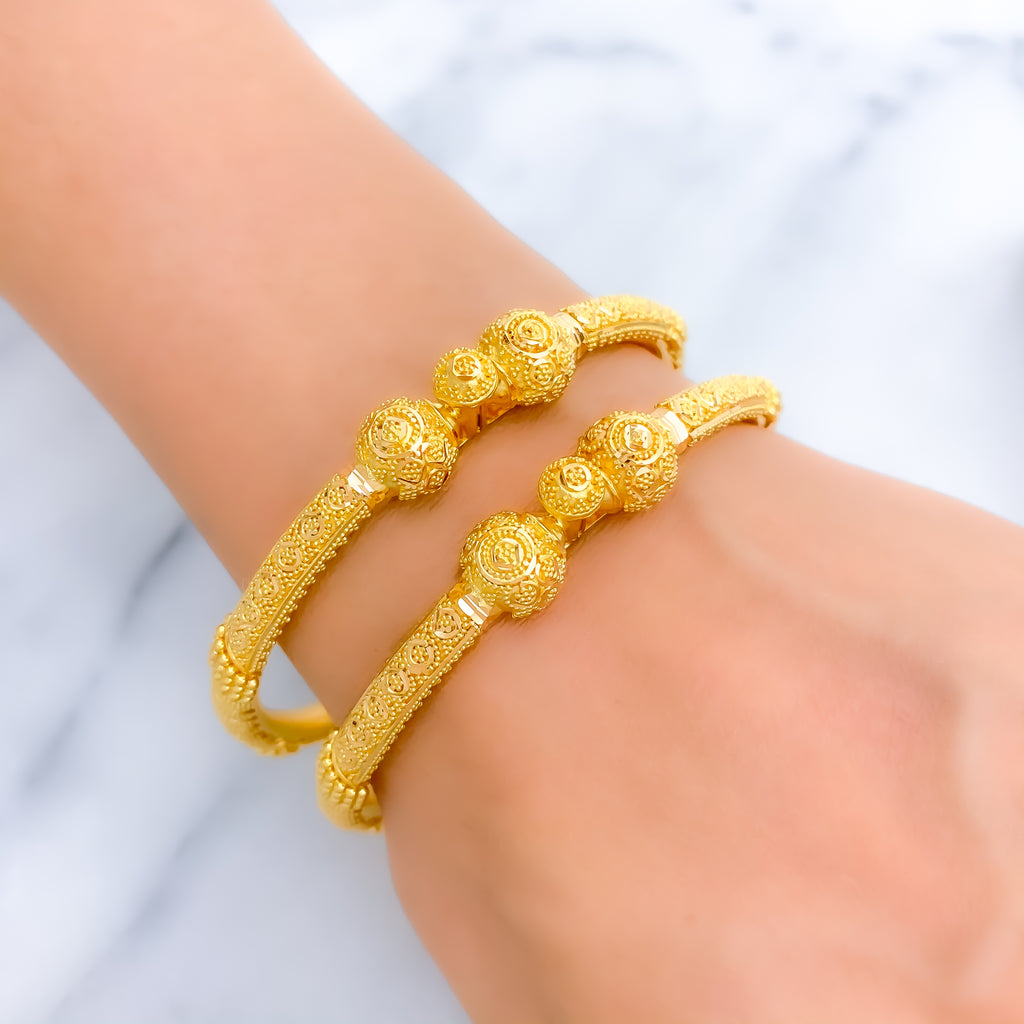 Beaded Ribbon 22K Gold Bangles – Andaaz Jewelers