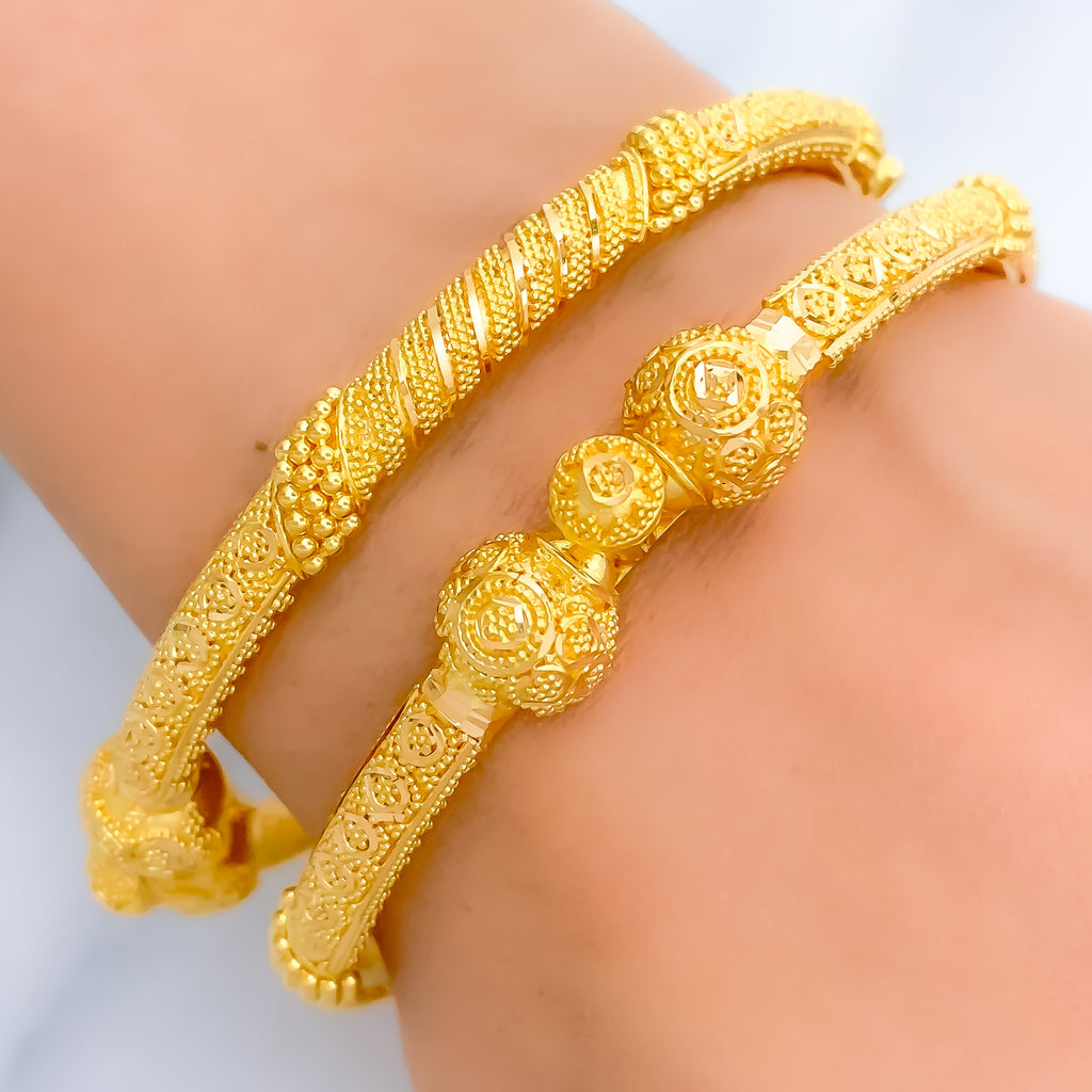 Beaded Ribbon 22K Gold Bangles – Andaaz Jewelers