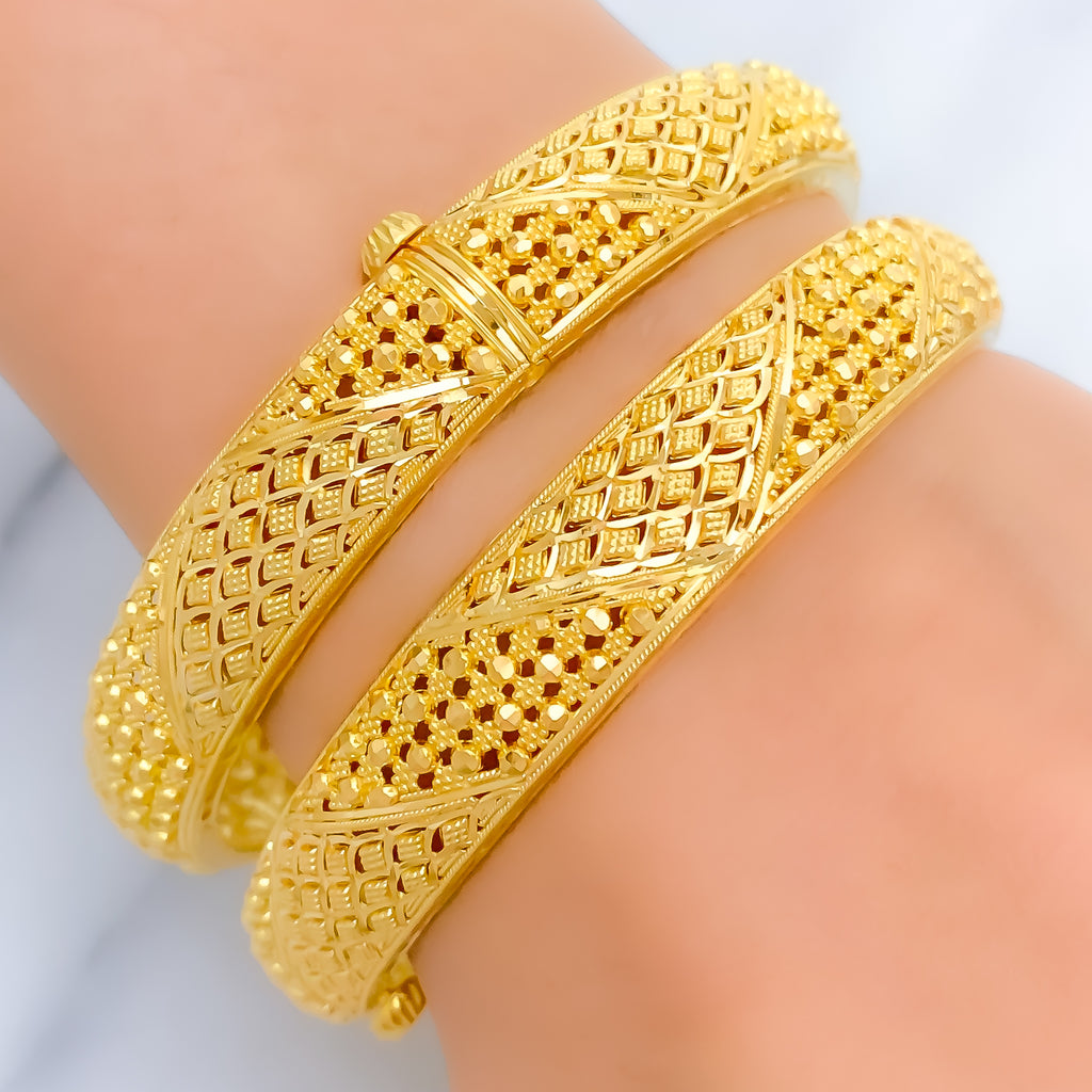 Elegant Cutwork Dome 22k Gold Bangles – Andaaz Jewelers