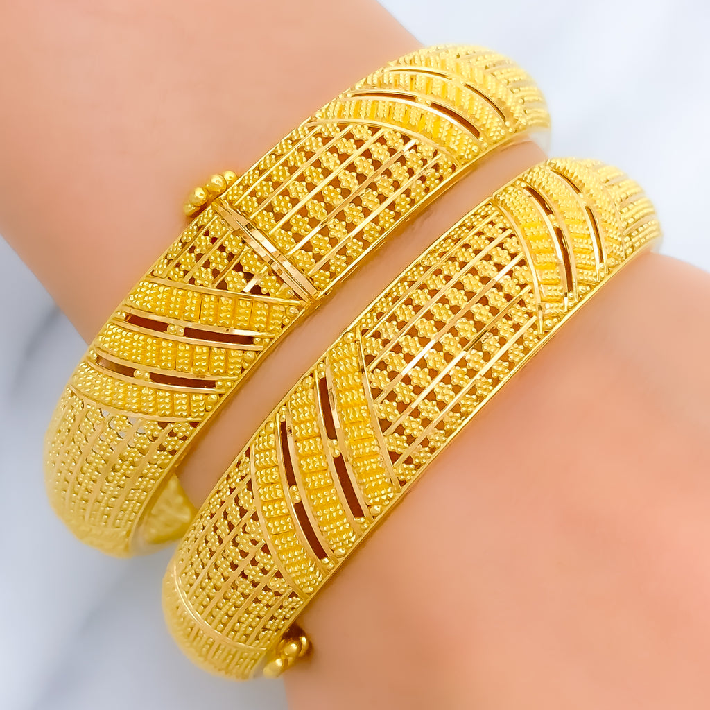 Dazzling Floral Striped Bangle Pair – Andaaz Jewelers