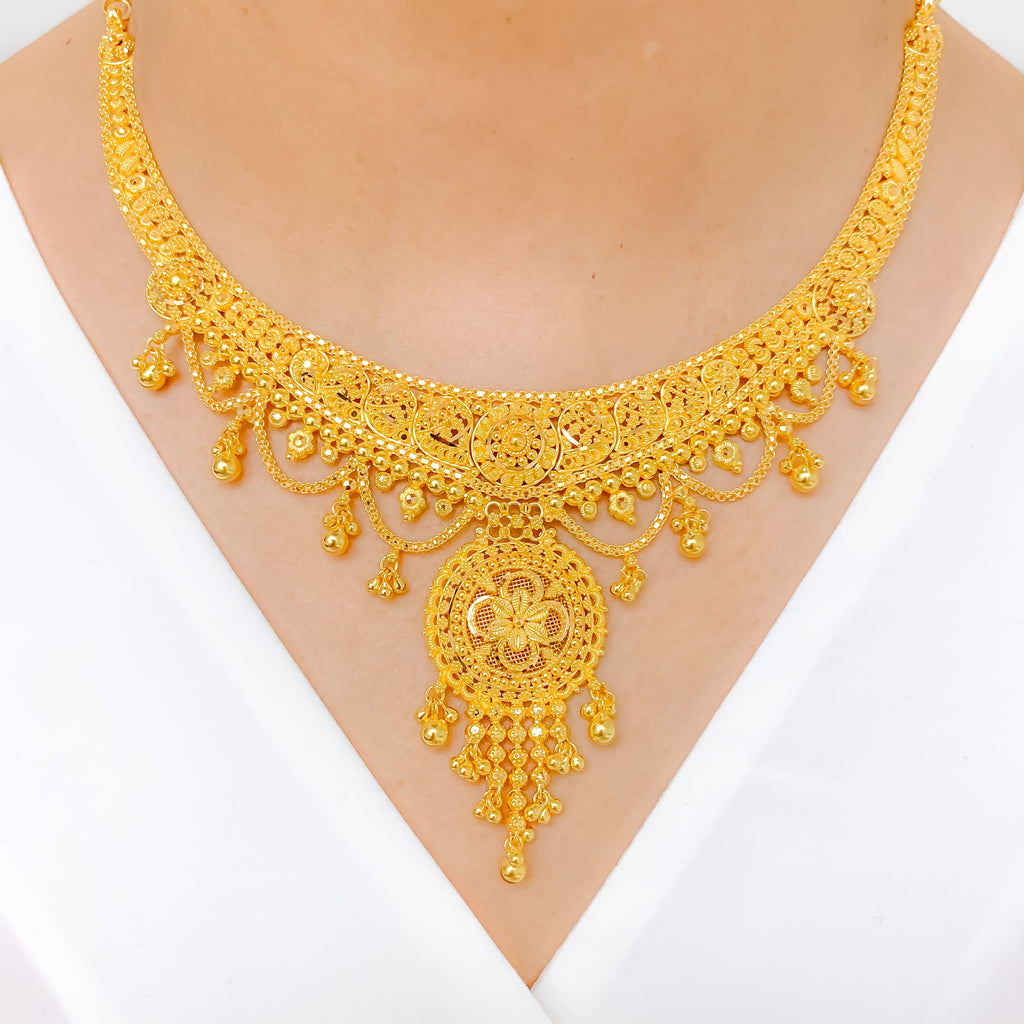 Exclusive Floral Jali Hanging Set – Andaaz Jewelers