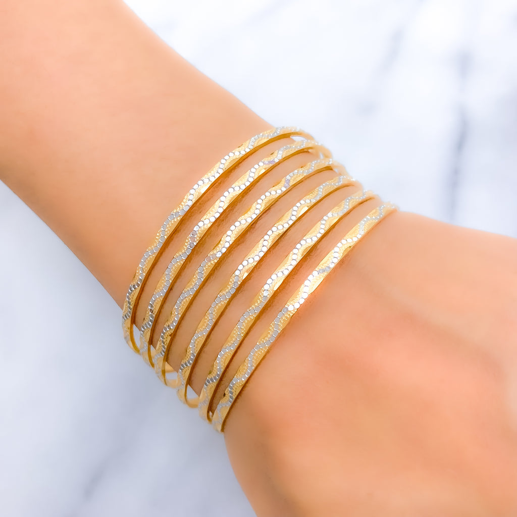 Ethereal Two-Tone Wave Bangles – Andaaz Jewelers
