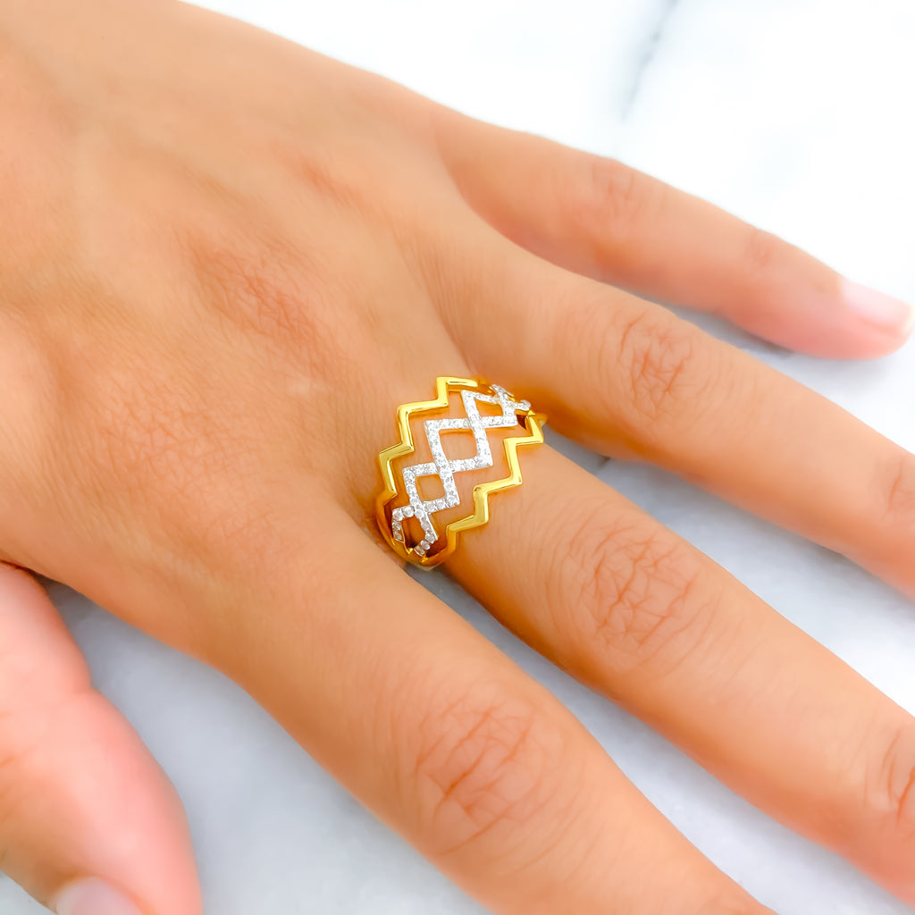 Chic Lightning Diamond + 18k Gold Ring – Andaaz Jewelers