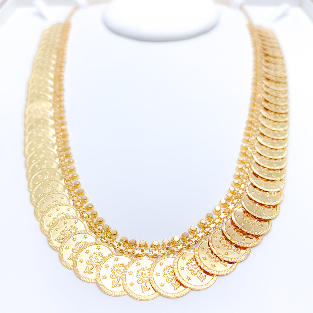 Floral Coin Mala - 20" – Andaaz Jewelers