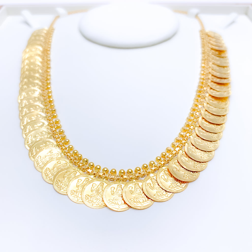 Gold Lakshmi Coin Mala - 16" – Andaaz Jewelers