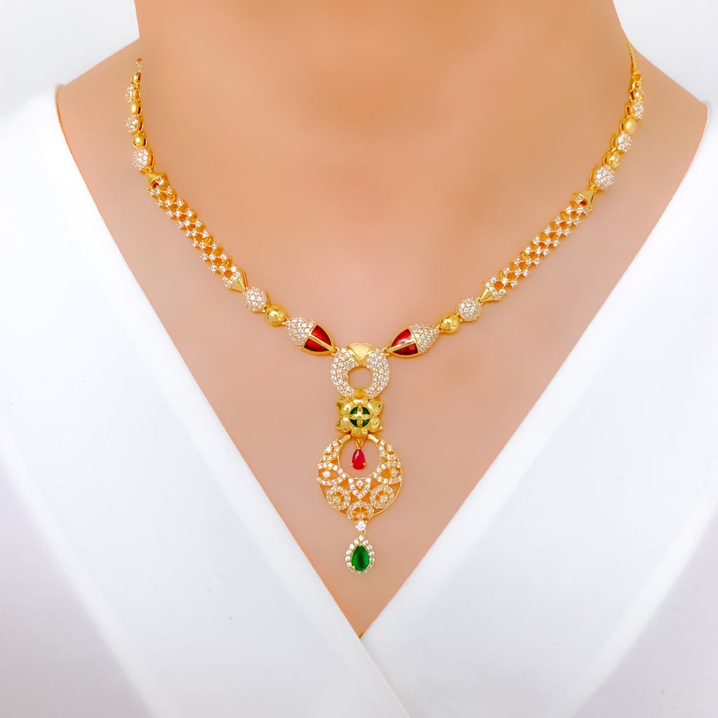 Unique Decorative CZ Chand Set – Andaaz Jewelers