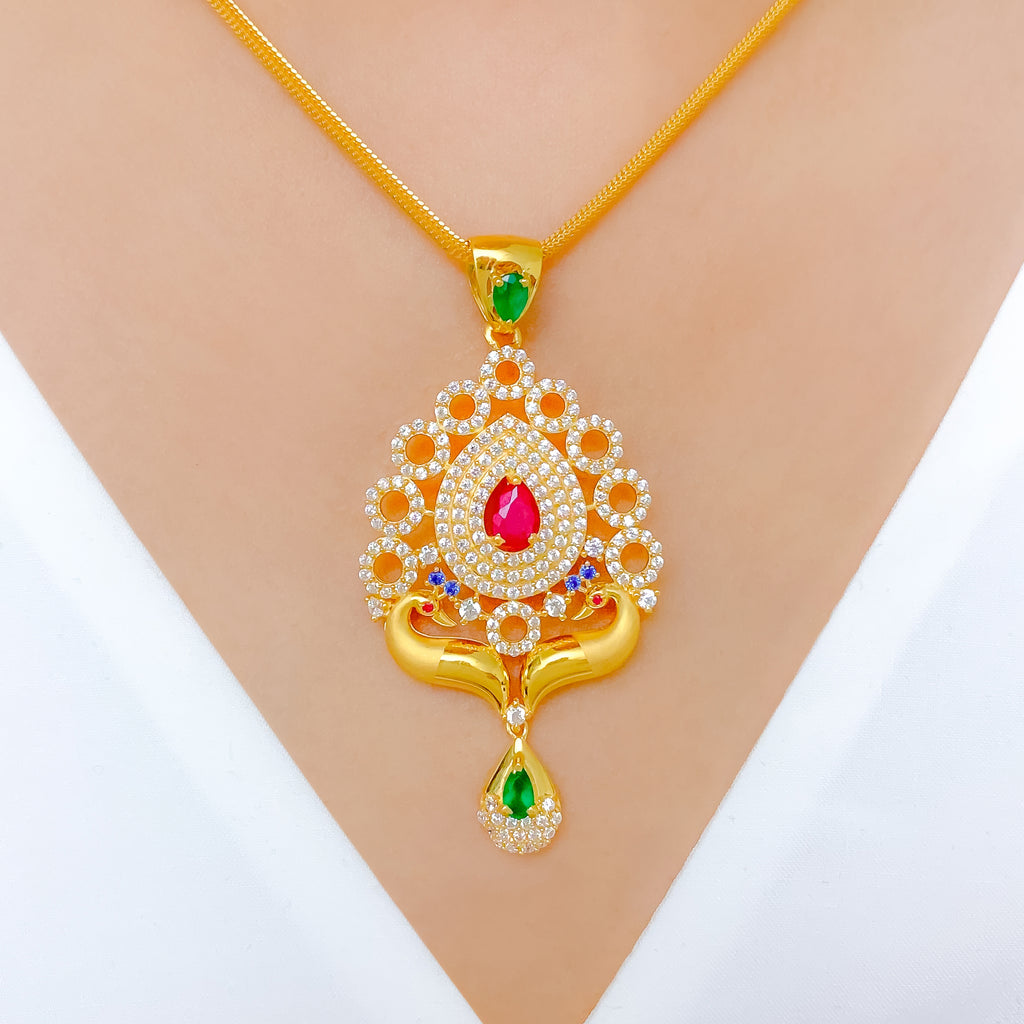 Classy Gold Peacocks Pendant Set – Andaaz Jewelers