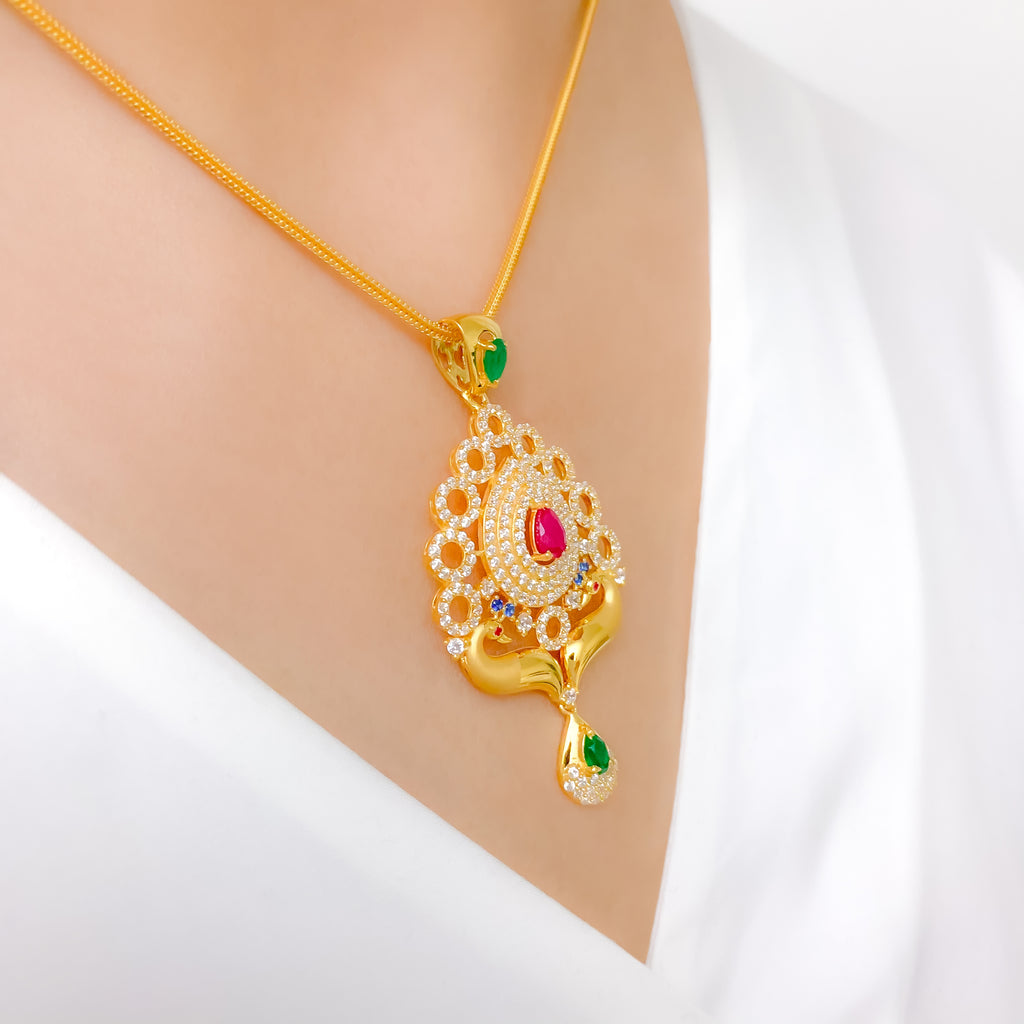 Classy Gold Peacocks Pendant Set – Andaaz Jewelers
