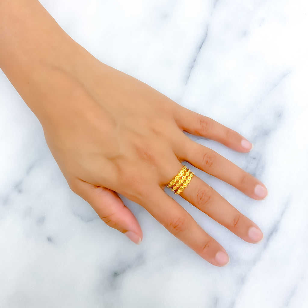 Subtle Three Stack Spiral 22k Gold Ring – Andaaz Jewelers