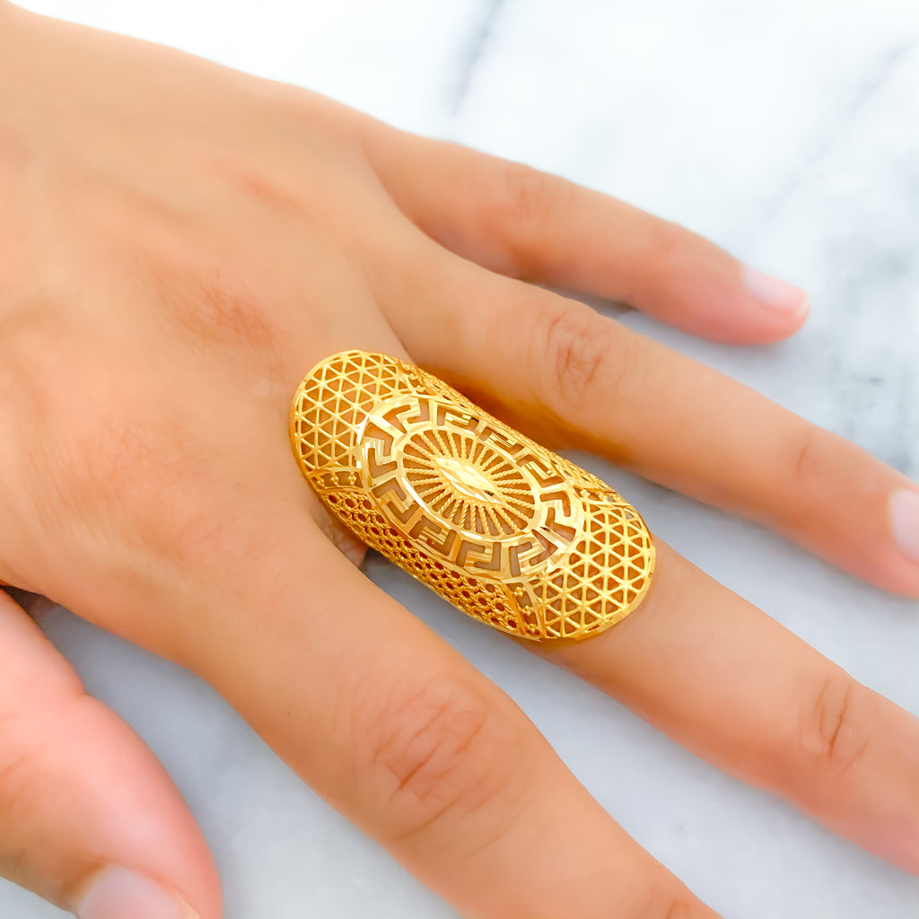 Regal Netted Geometric Ring – Andaaz Jewelers