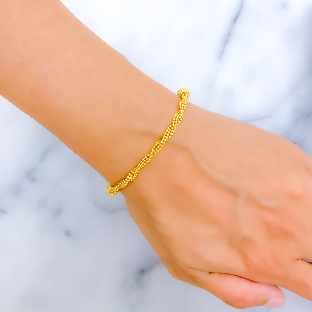 Evergreen Twisted Bead 22k Gold Bracelet – Andaaz Jewelers
