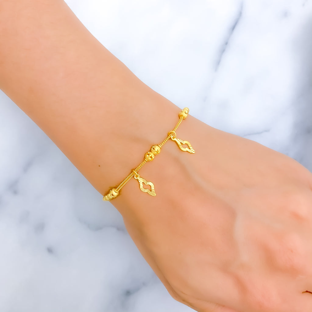 Reflective Hanging Charm 22k Gold Bracelet – Andaaz Jewelers