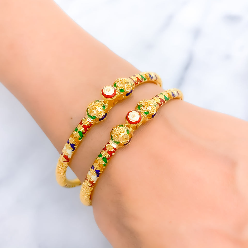 Vibrant 22k Gold Meena Pipe Bangles – Andaaz Jewelers