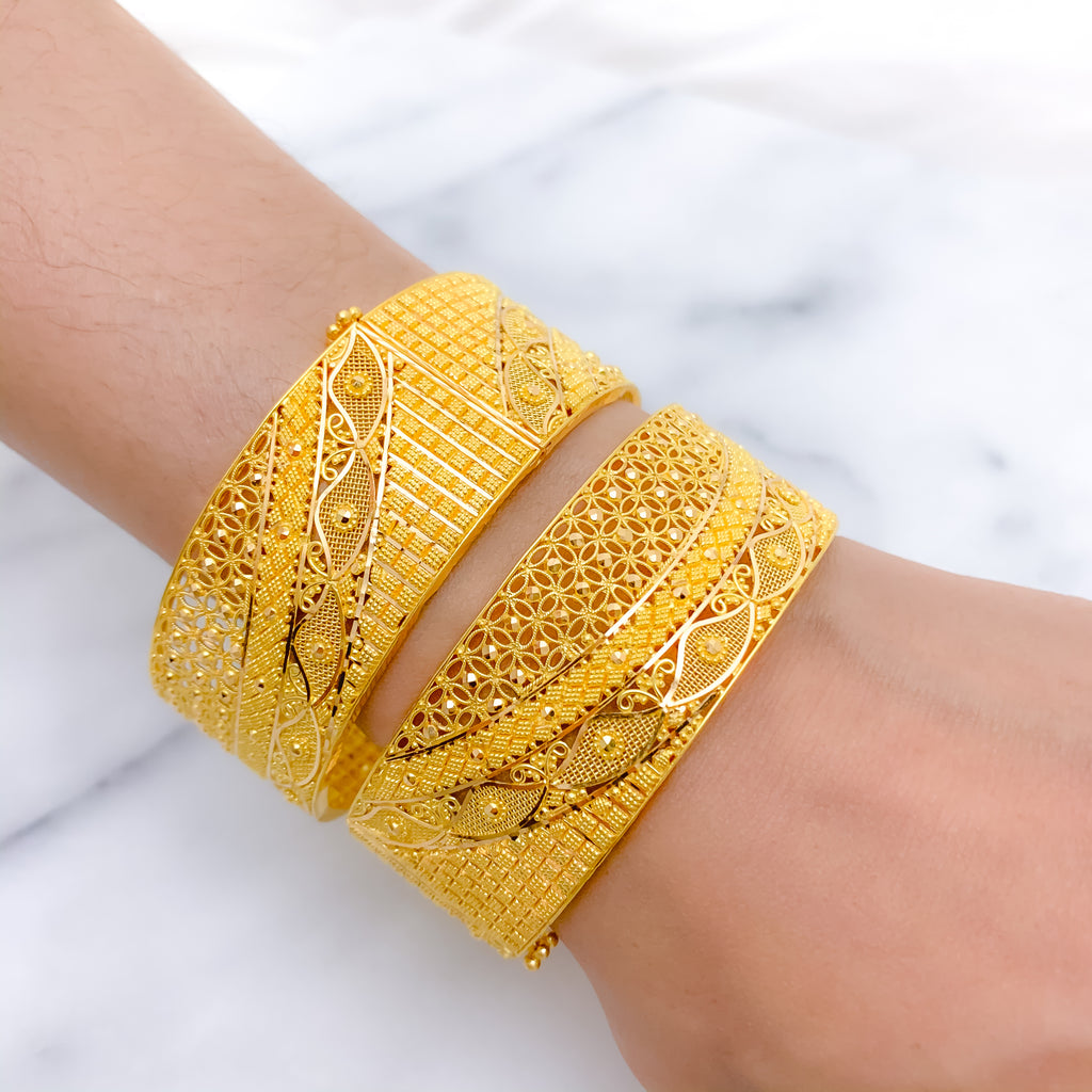Grandeur Jali Work Bangle Pair – Andaaz Jewelers
