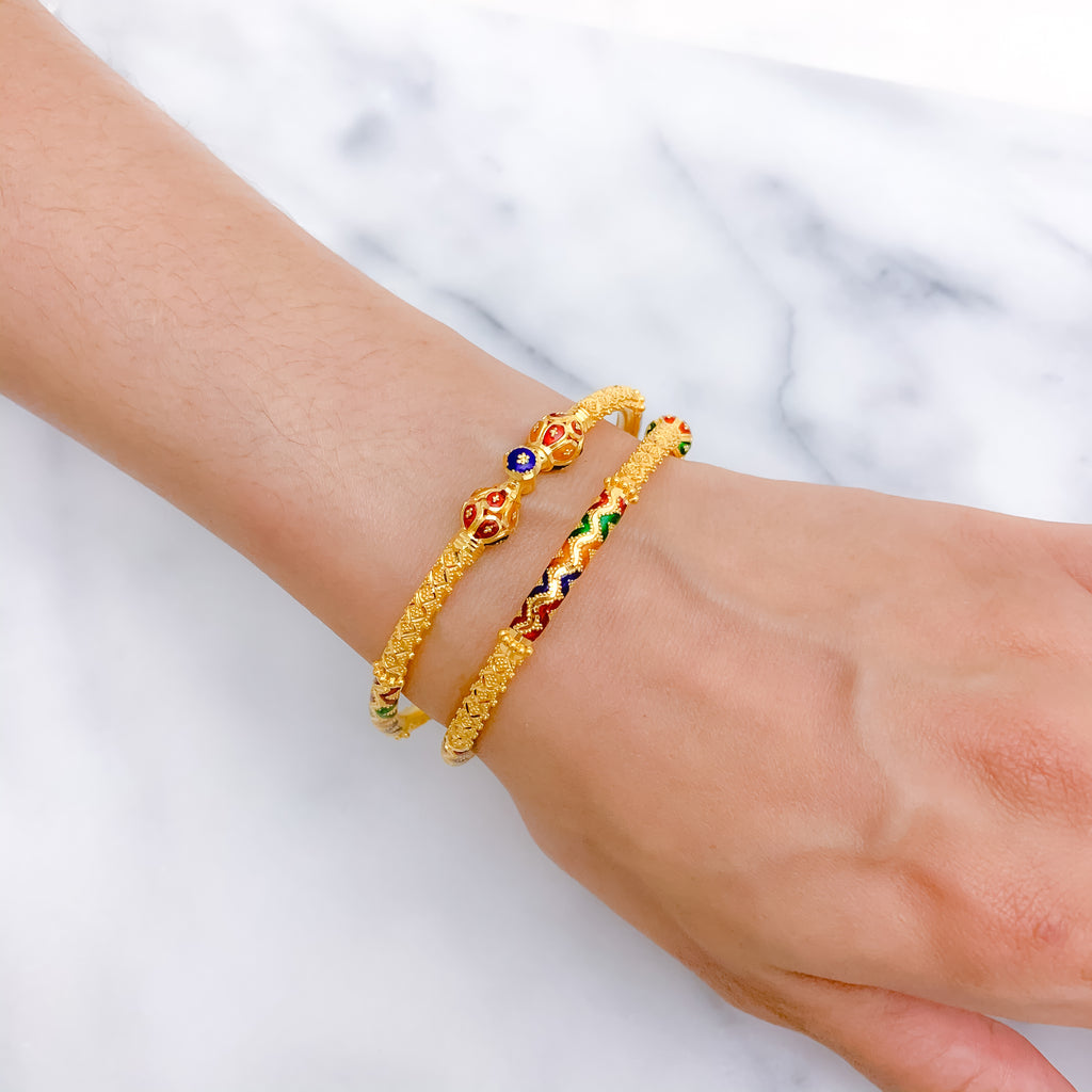Ornate Meenakari Pipe Bangle Pair – Andaaz Jewelers