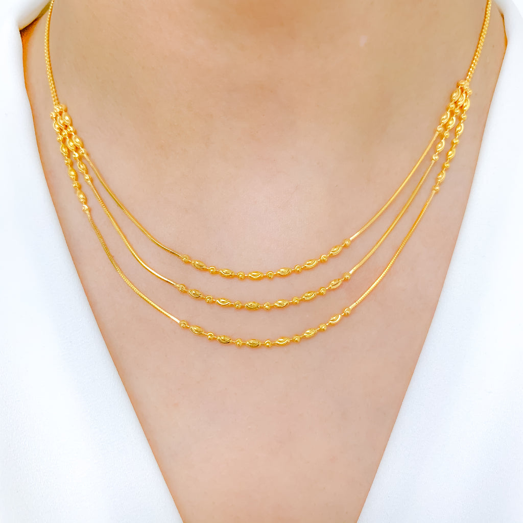 Stylish Three Chain Necklace Set – Andaaz Jewelers