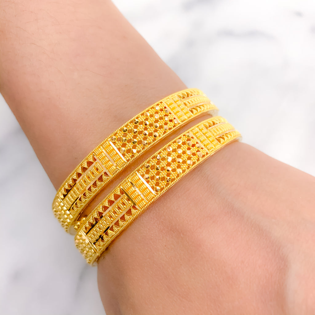 Lightweight Jali Bangle Pair – Andaaz Jewelers