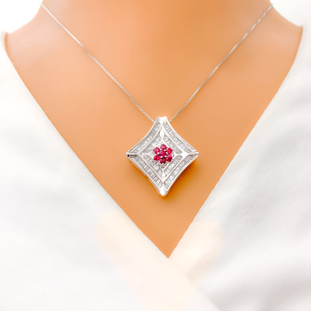 Lush Ruby Flower Diamond 18k Gold Necklace – Andaaz Jewelers