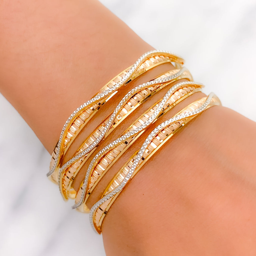 Elegant White 22k Gold Wave Bangles – Andaaz Jewelers