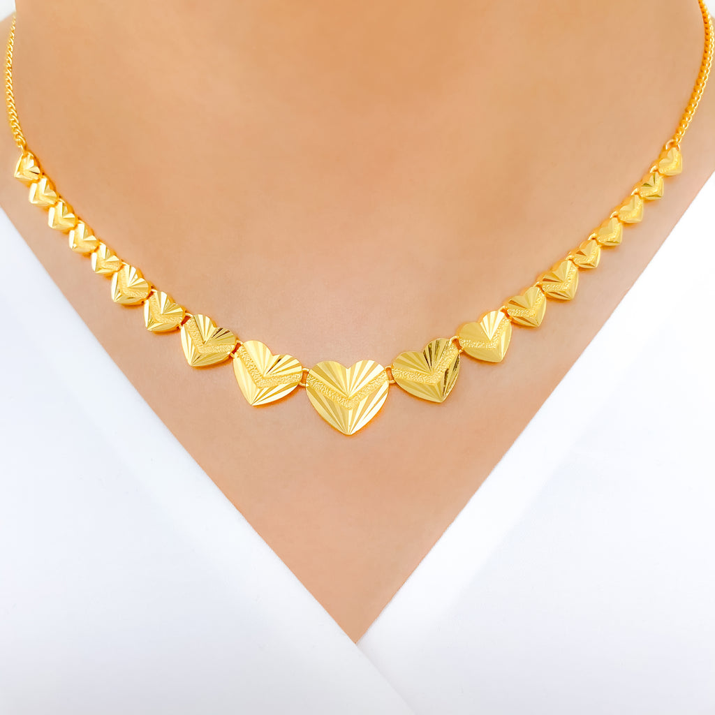 Graduated Glistening Hearts Necklace Set – Andaaz Jewelers