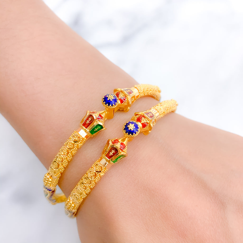 Bright Meenakari Pipe Bangle Pair – Andaaz Jewelers