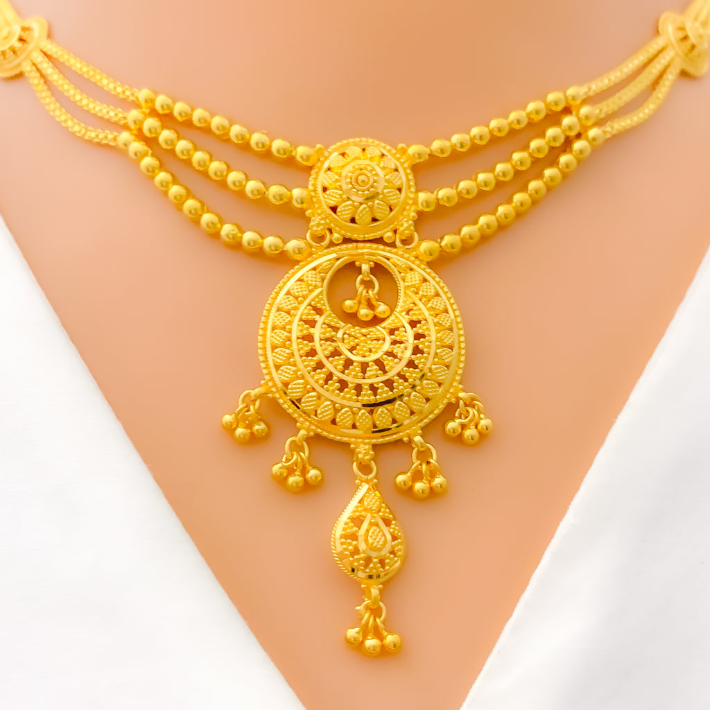 Delightful Beaded Three Chain Necklace Set – Andaaz Jewelers
