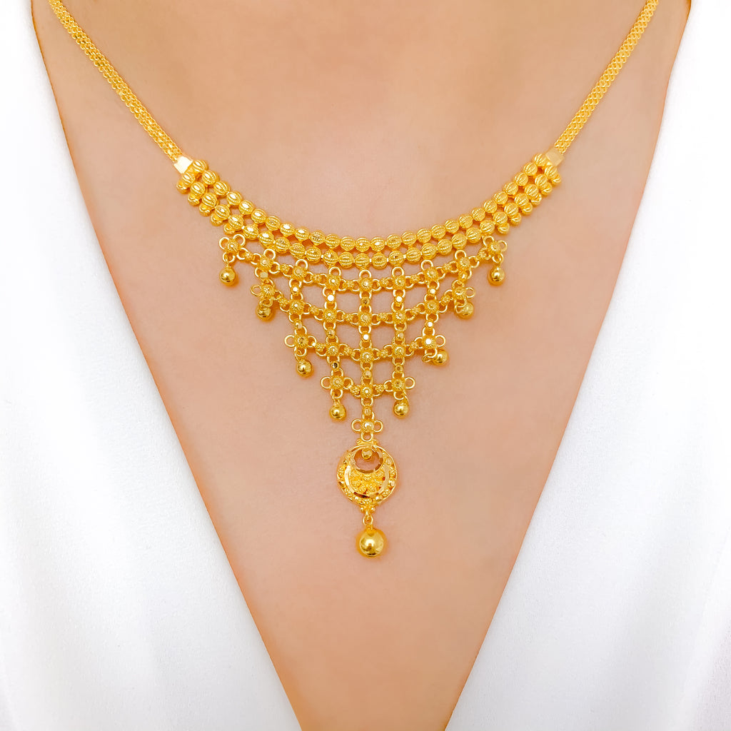 Decorative Medium Gold Necklace Set – Andaaz Jewelers