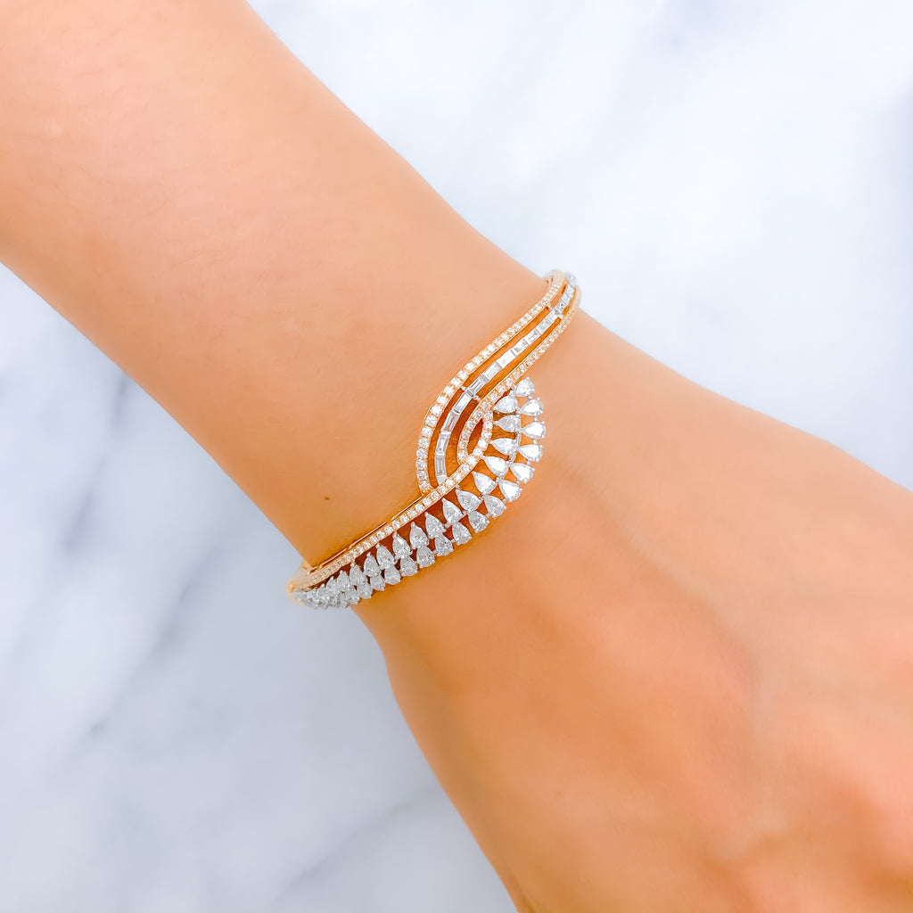Elevated Two Wave Diamond + 18k Gold Bangle – Andaaz Jewelers