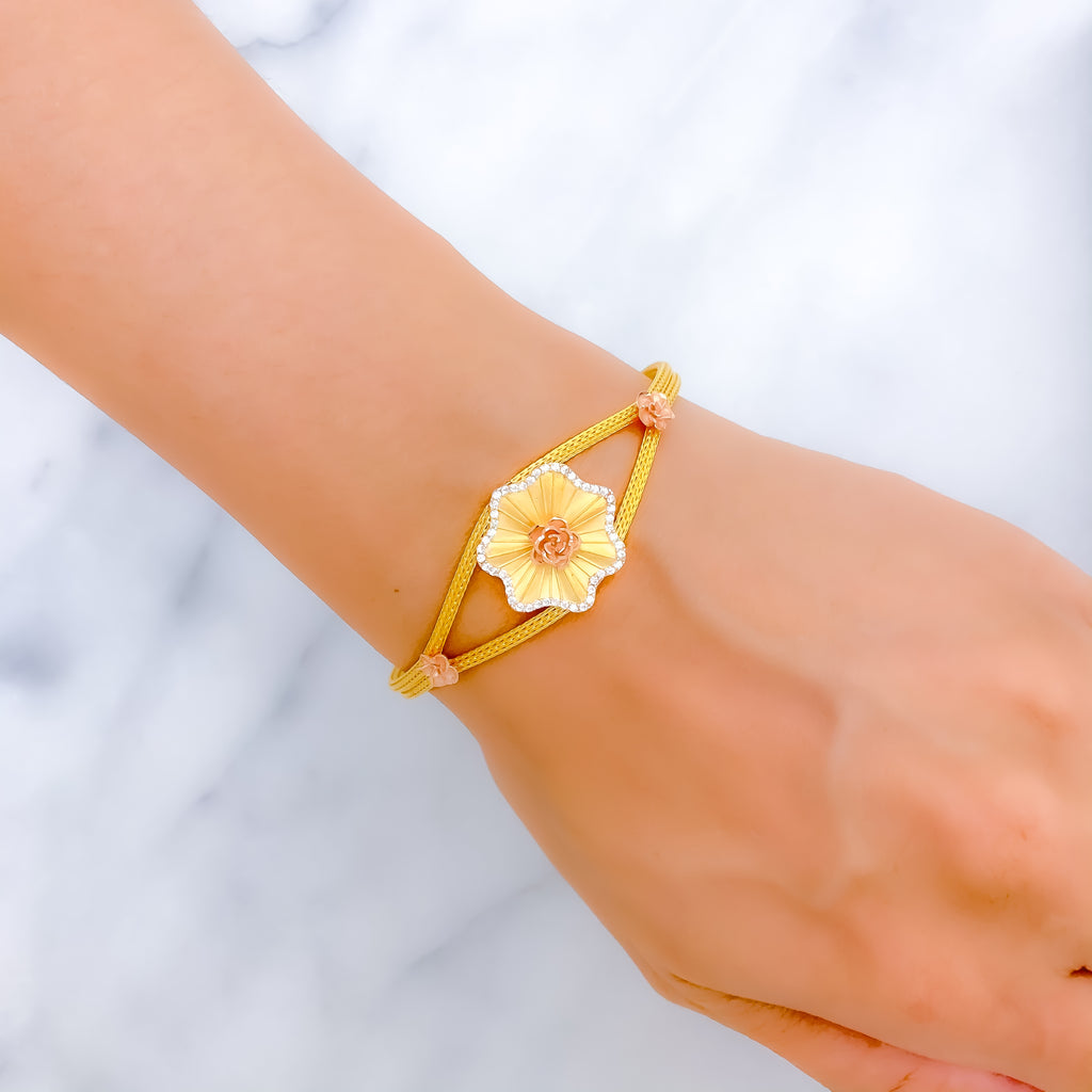 Exclusive Floral CZ Bangle Bracelet – Andaaz Jewelers