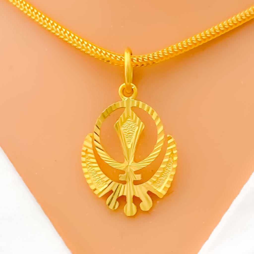 Medium 22k Gold Khanda Pendant – Andaaz Jewelers