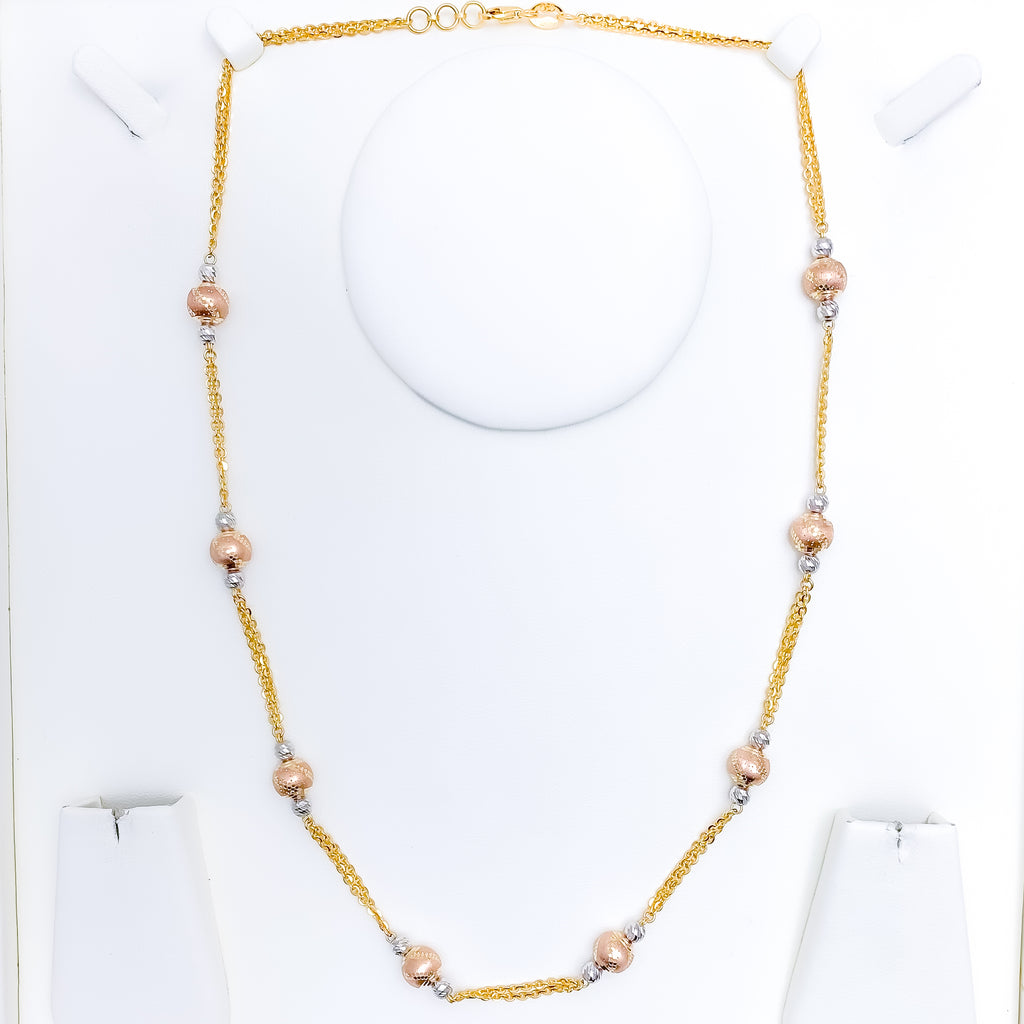 Grand Rose Gold Beaded Chain - 20" – Andaaz Jewelers