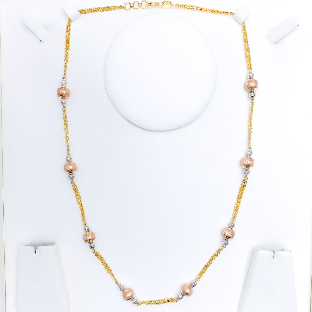 Long Rose Gold Dotted Orb Chain - 22" – Andaaz Jewelers