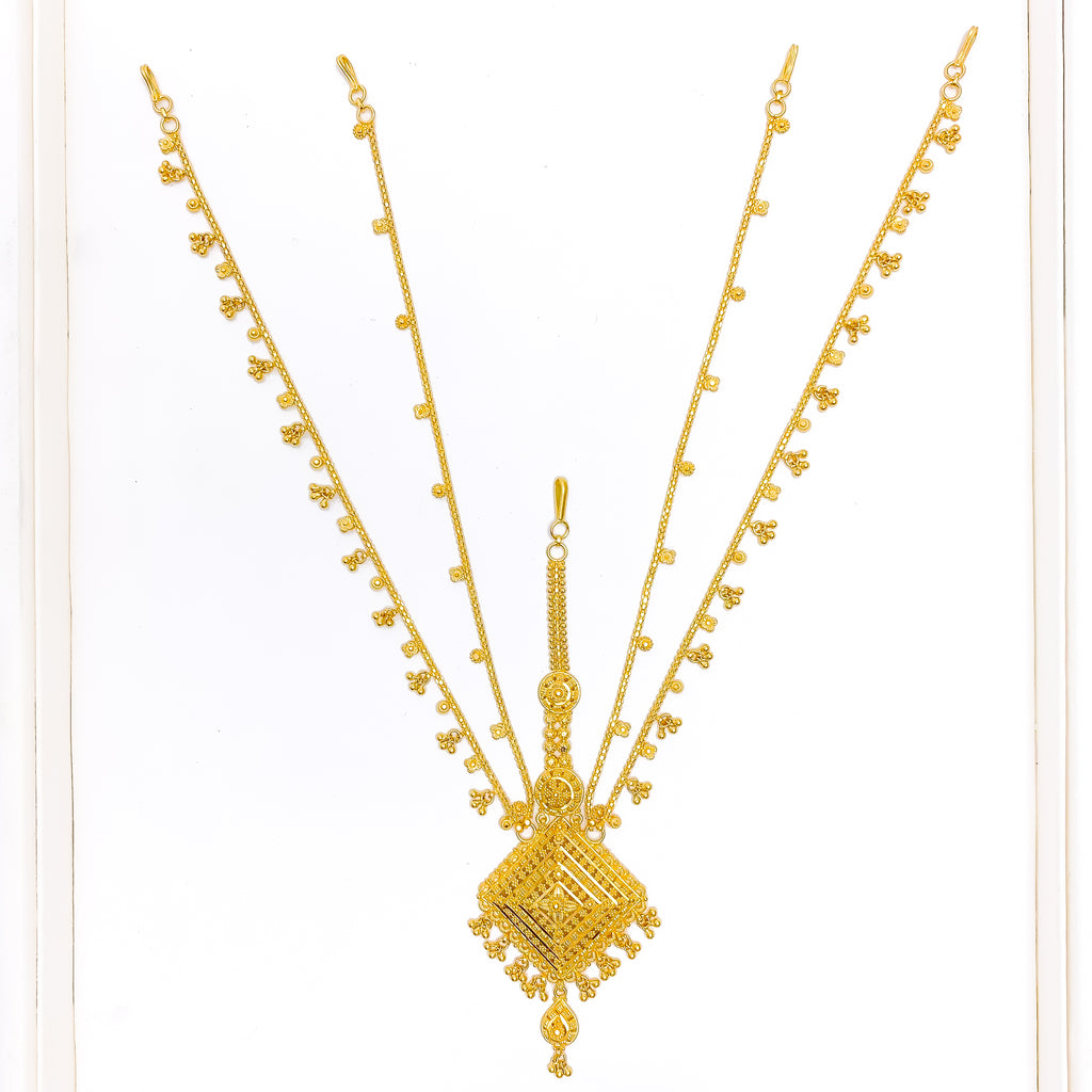 Extravagant Delightful Beaded 22k Gold Matha Patti – Andaaz Jewelers