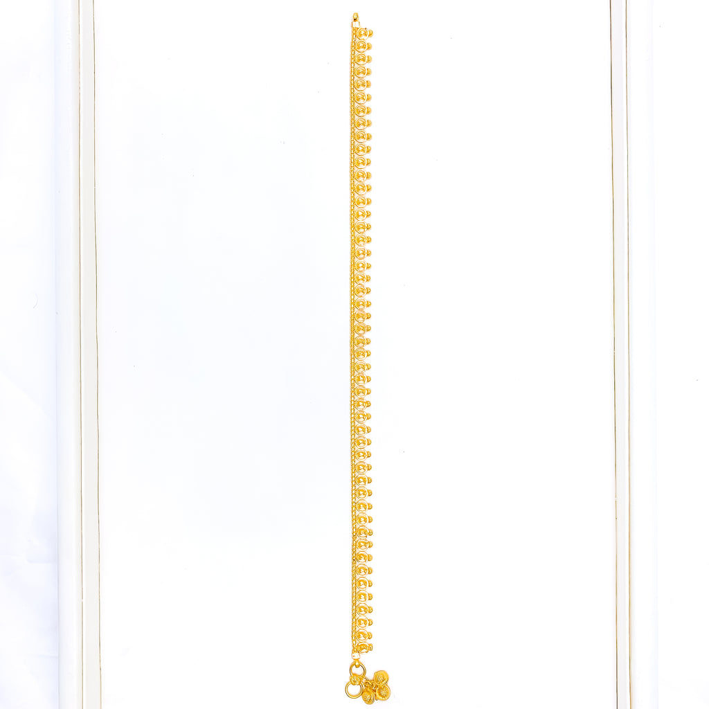 Reflective Paisley Accented 22K Gold Anklet – Andaaz Jewelers