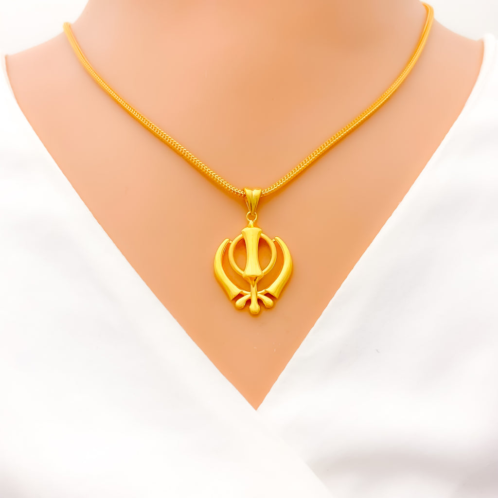 Shiny Sikh Khanda Pendant – Andaaz Jewelers